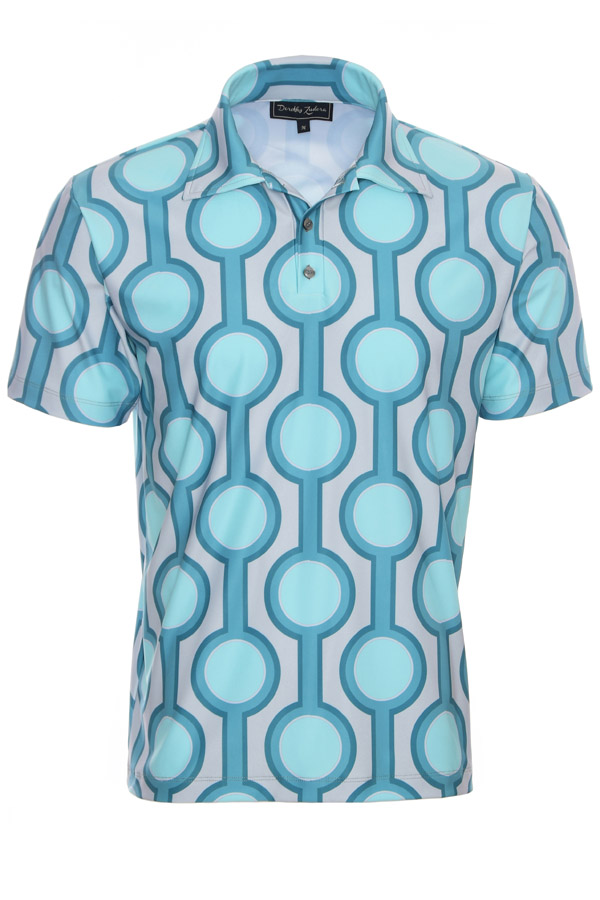 Men’s Blue Geometric Print Polo Shirt – Das Cool | Retro Golf Shirt