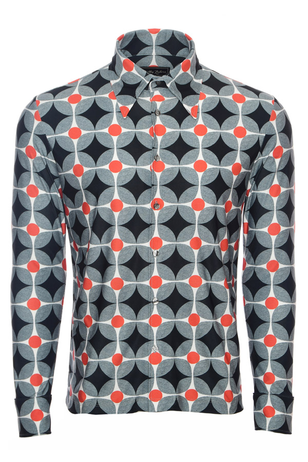 Men’s Mid Century Geometric Shirt – Atomic Date Nite | 70s Collar